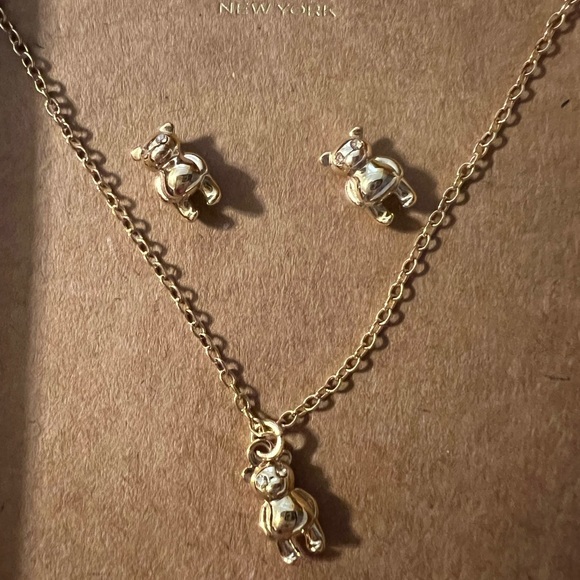 Coach | Jewelry | Coach Teddy Bear Necklace And Earrings Set | Poshmark